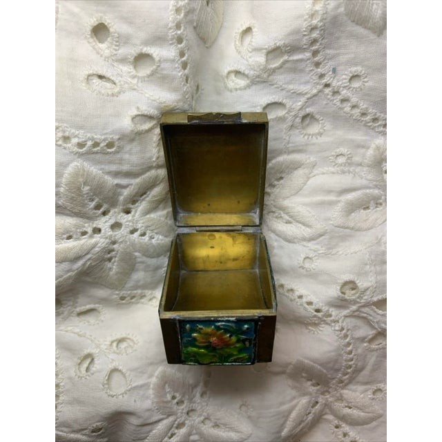 1920s Antique Chinese China Champleve Enamel Stamp Box Small Floral ...