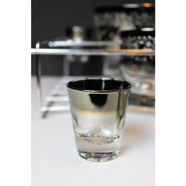 Mid Century Silver Fade Glasses With Silver Metal Filigree Overlay, in ...