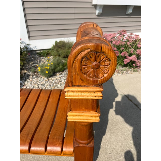 1930s Antique Pine Directoire Bentwood Slats Hand Carved Wood Bench Chairish