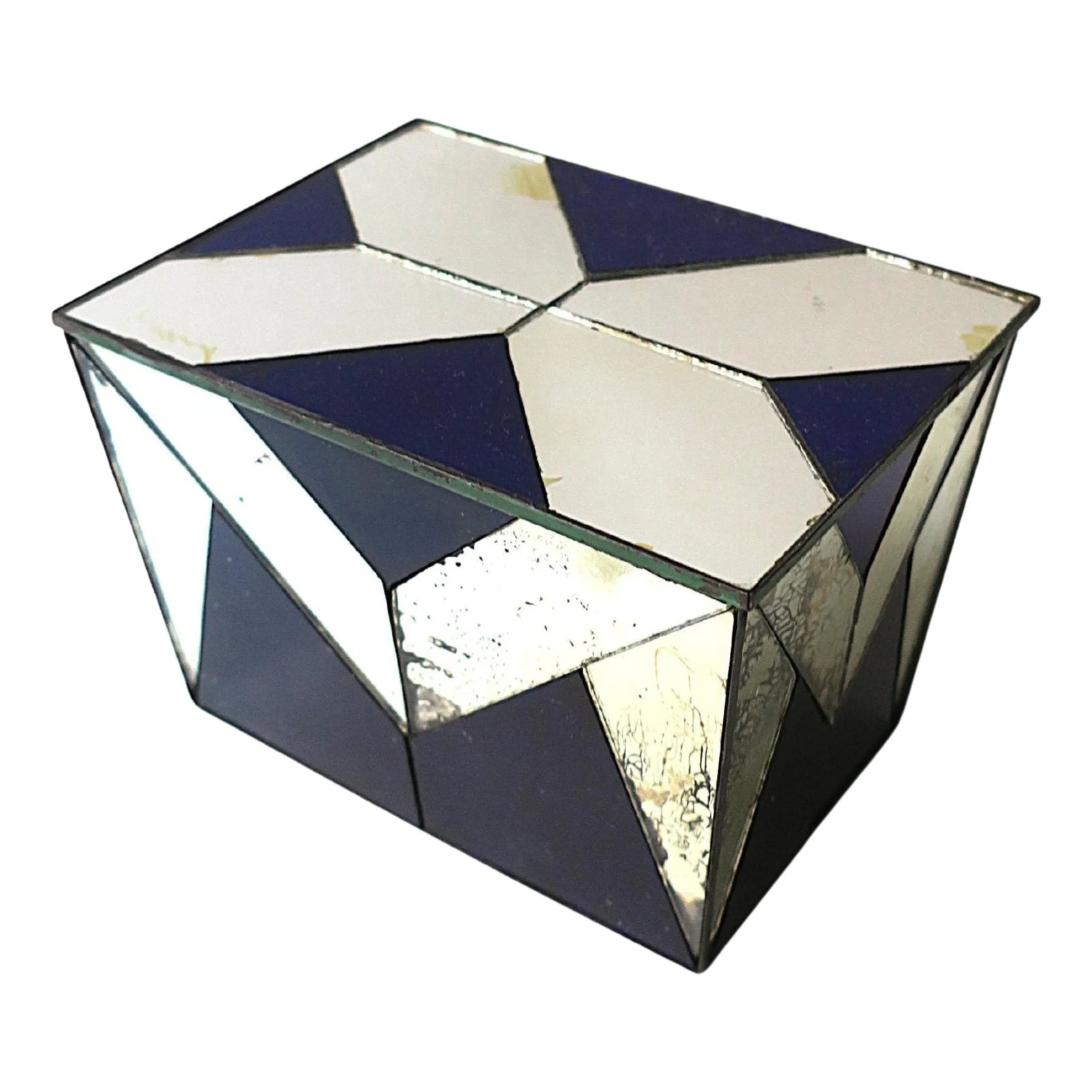 Art Deco Blue Glass Box | Chairish
