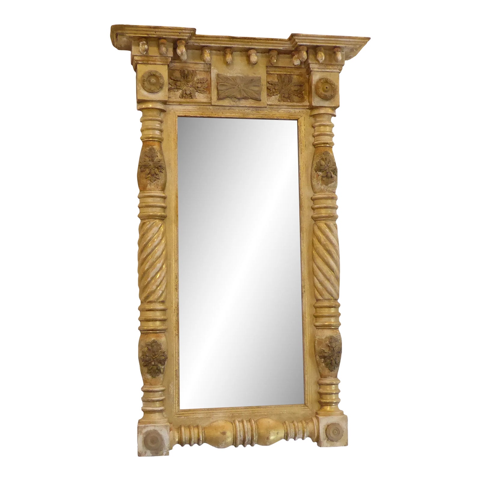 19th Century American Weathered Federal Split Rail Mirror | Chairish