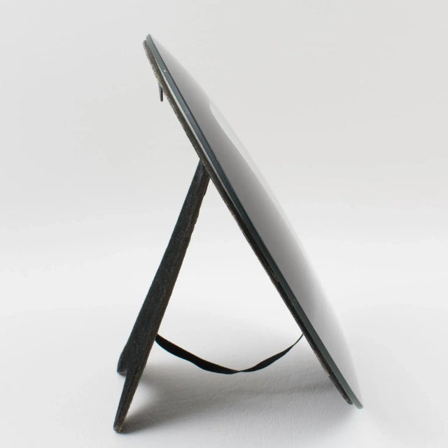 Space Age Black Glass Round Picture Frame | Chairish