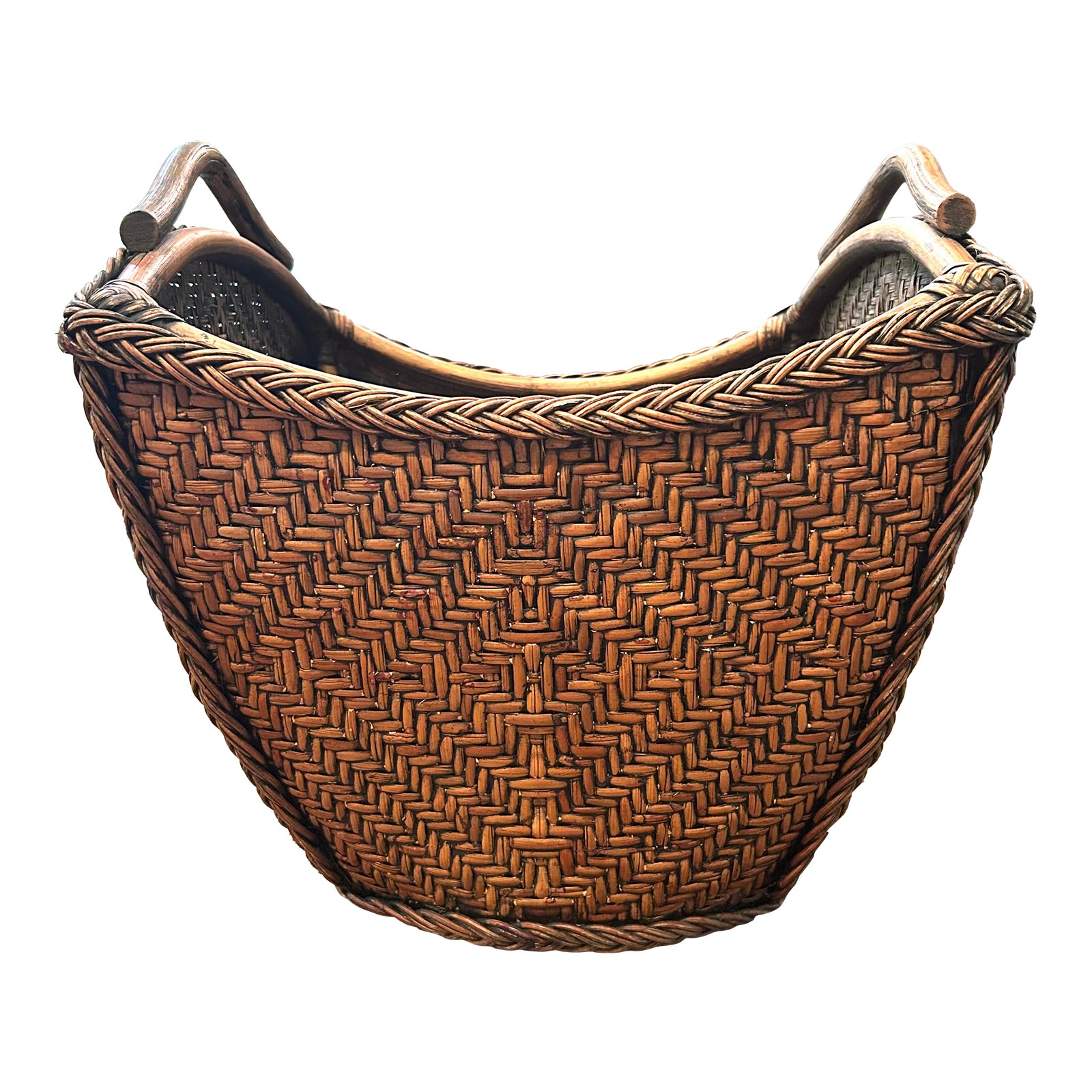 Vintage Rattan and Wicker Planrer Basket | Chairish