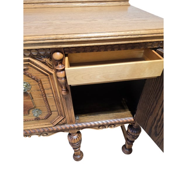 1920's Sideboard Buffet Oak and Walnut | Chairish