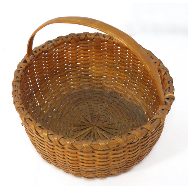 Antique New England Hand Woven Ash Splint Basket | Chairish