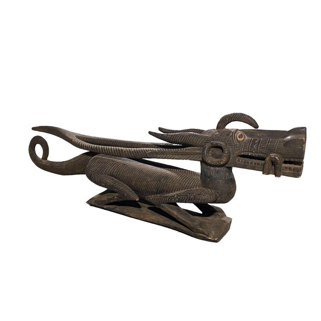 Huge/ Superb and Rare Bambara Chiwara Wood Sculpture 57" W | Chairish