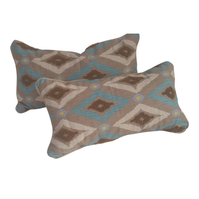 Contemporary Rectangle Pillows With Tribal Design - a Pair | Chairish