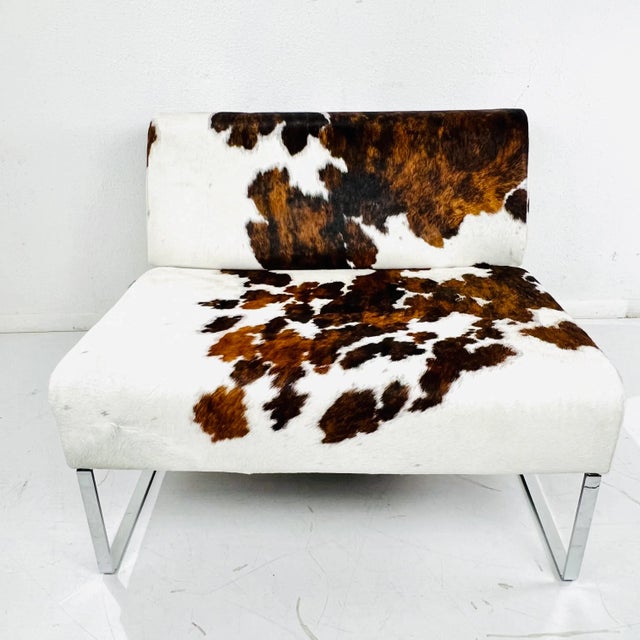 Cowhide & Chrome Lounge Chair | Chairish