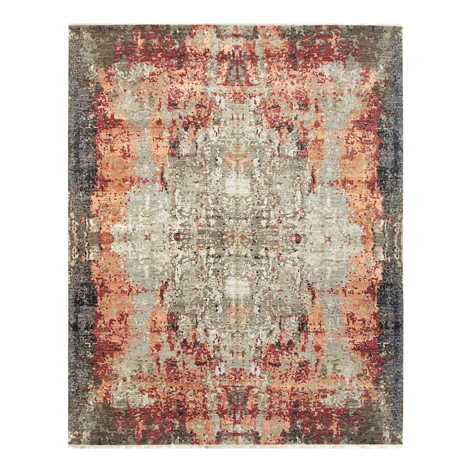 Isla Sumptuous Gray Hand-Knotted Wool Rug Carpet, Abstract Contemporary ...
