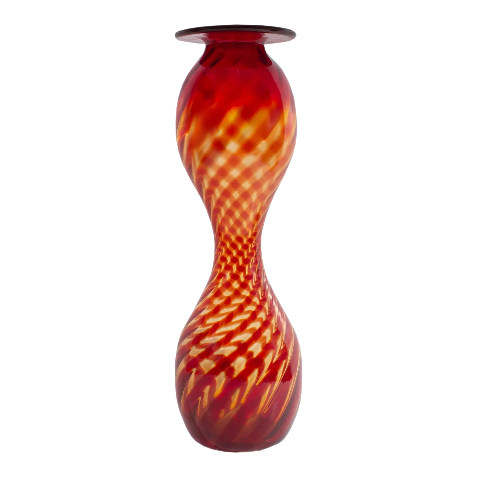 Blenko Hourglass Optic Oversized #2129 Glass Vase | Chairish
