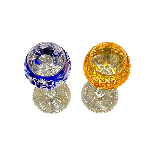 Vintage 1960's Hand-Cut Colored Lead Crystal Liqueur Glasses German ...