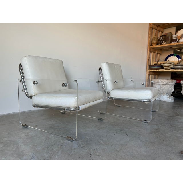 Mid Century Pace " Argenta" Lucite and Chrome Lounge Chairs- a Pair ...