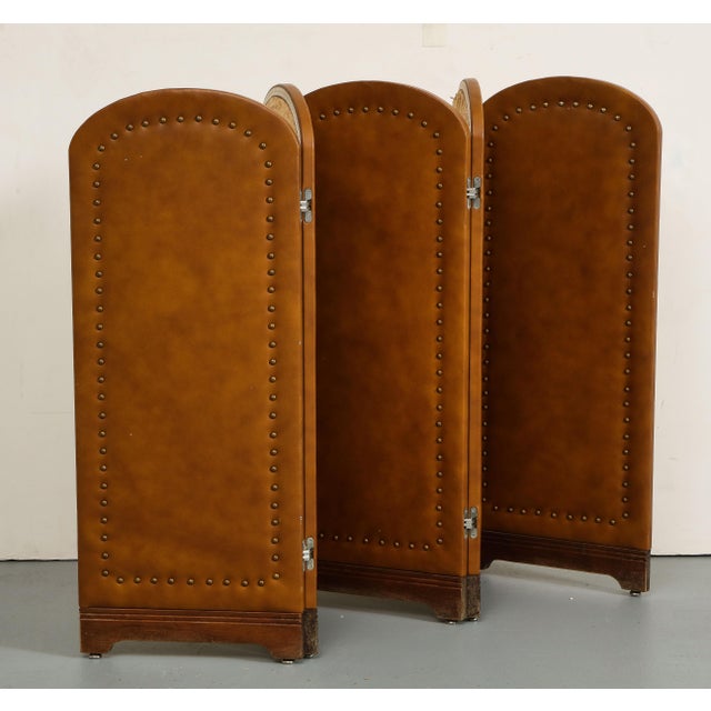 Vintage Leather Folding Screen With 5 Panels, C. 1960 | Chairish