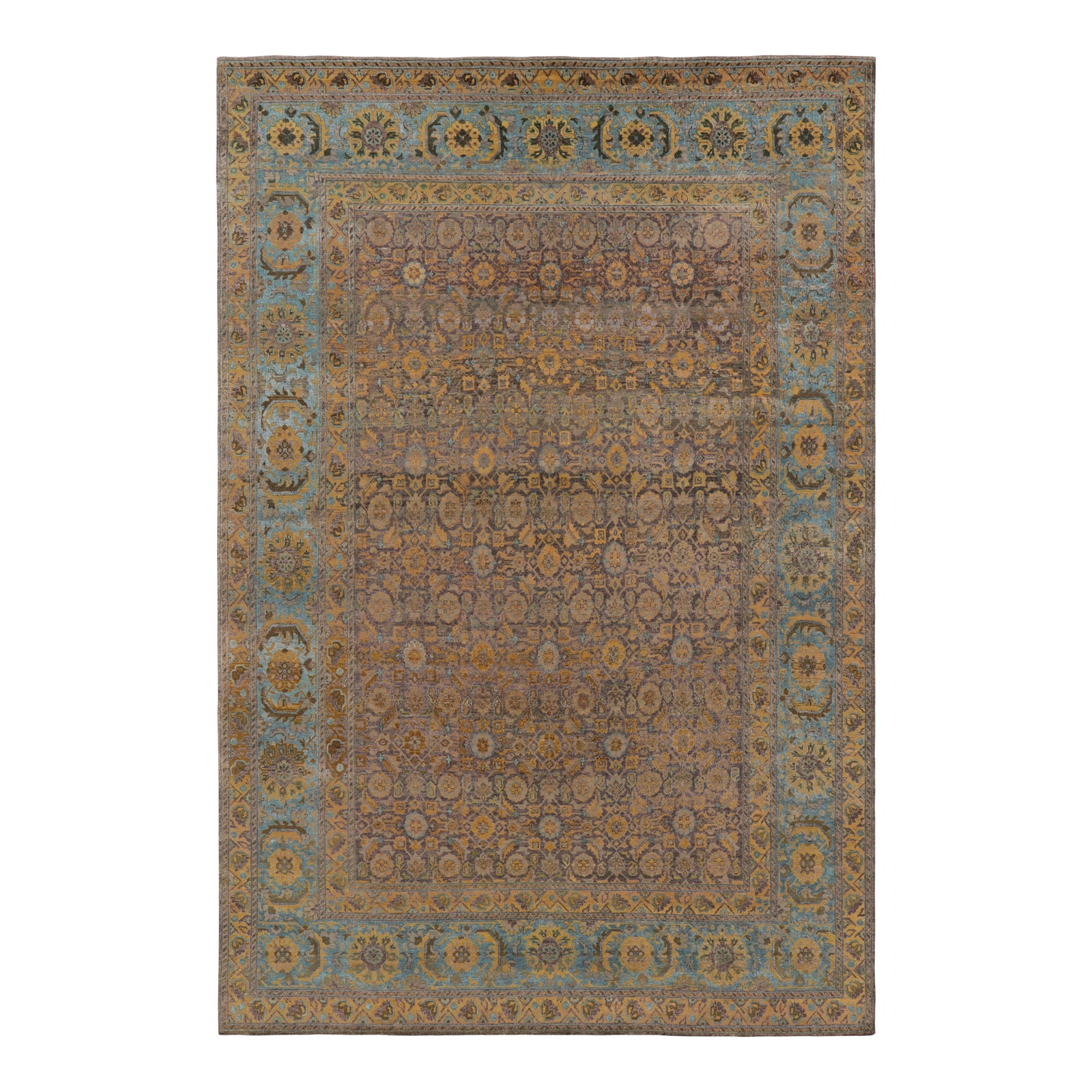 Rug & Kilim's Modern Classics Rug in Mauve, Teal, and Oxidized Gold ...