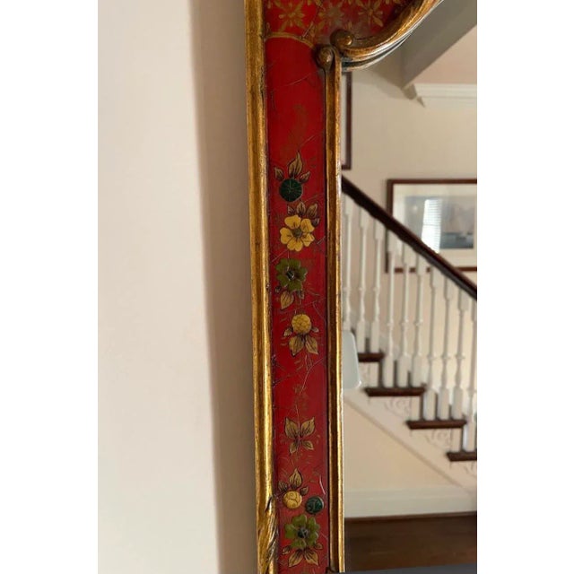 Antique Chinoiserie Red and Gold Gilt Hand-Painted Wall Mirror | Chairish