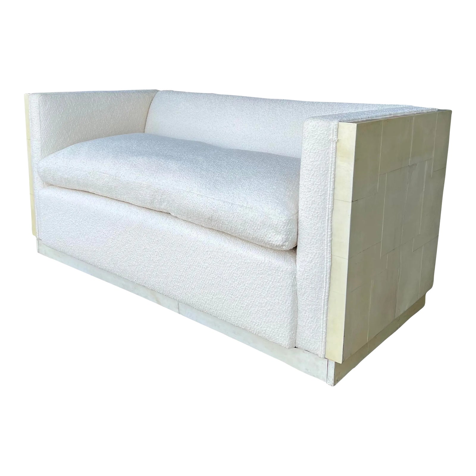 Karl Springer Goat Skin Wrapped Loveseat | Chairish