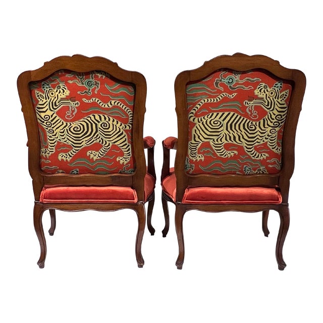 Louis XV Style Bérgere Chairs Rococo Carved Frames With Clarence House ...