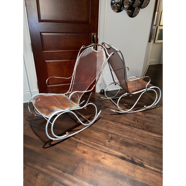 Vintage Mid Century Woodard Style Iron Rocking Chairs, a Pair | Chairish