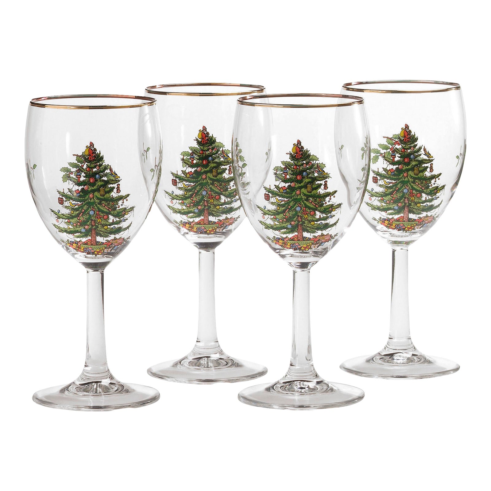 Spode Christmas Tree Wine Glasses 13 oz., Set of 4 | Chairish