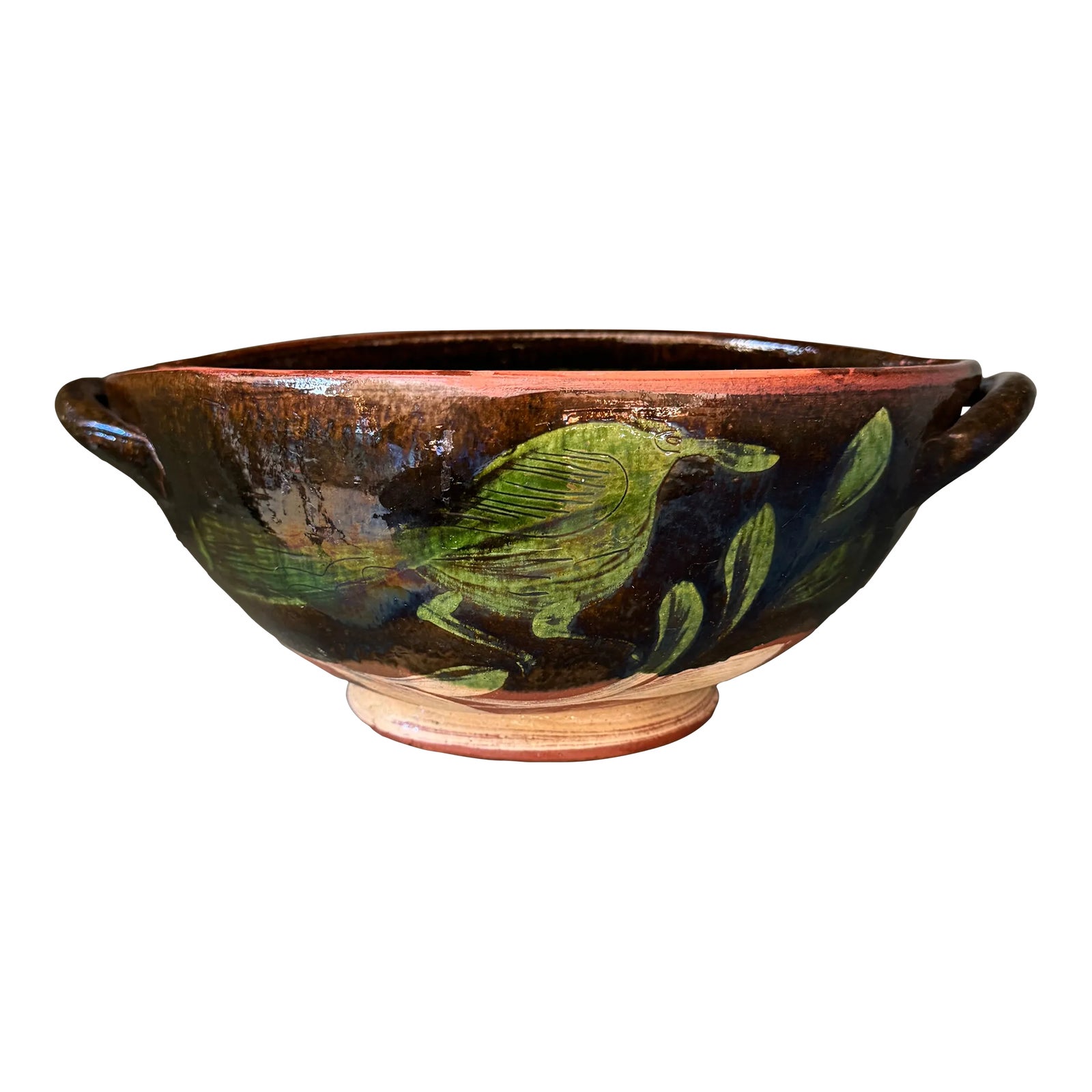 Vintage Mexican Patamban Redware Pottery Bowl | Chairish