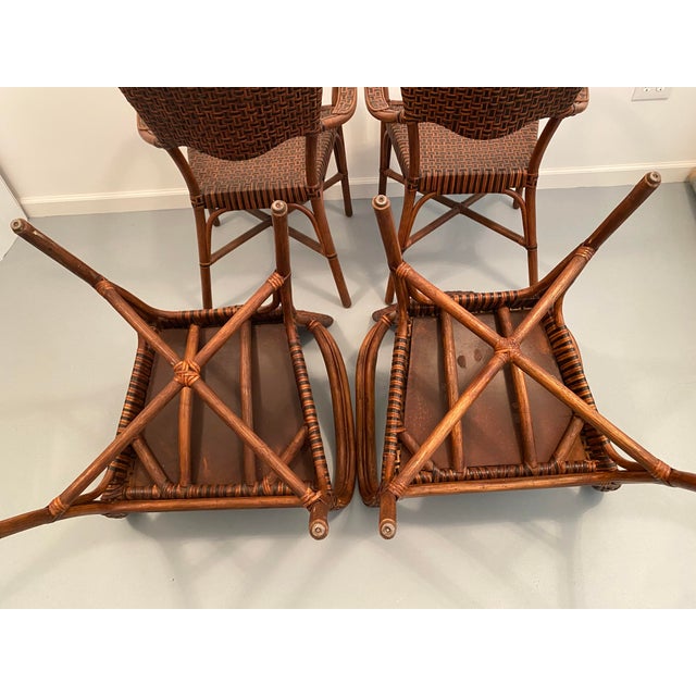 Vintage Wicker/Rattan and Leather Weaved Chairs, Set of 4 | Chairish