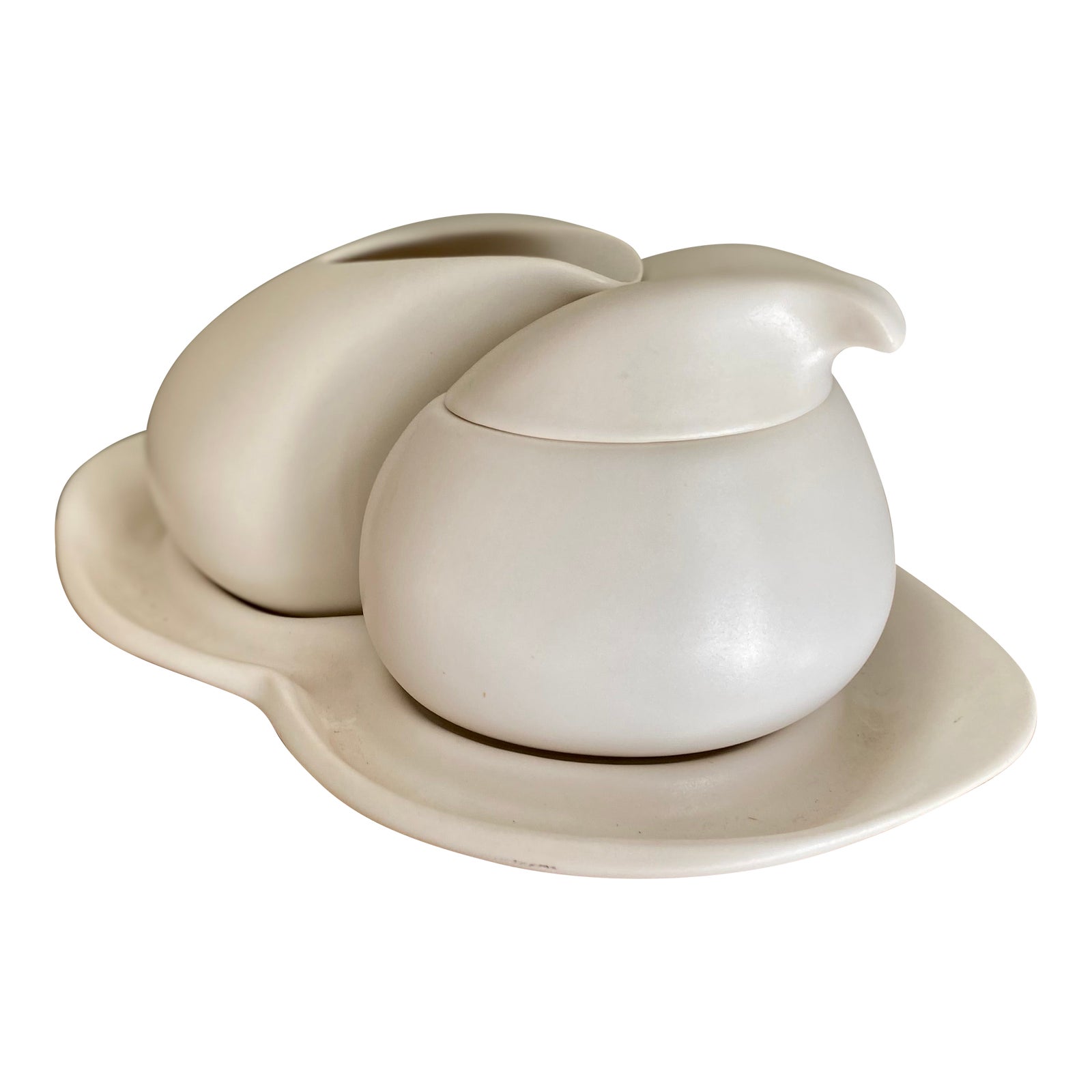 Peter Saenger Ceramics Modernist White Sugar / Creamer Nesting Set ...