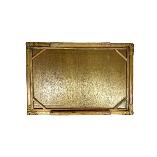Vintage Bamboo and Rattan Tray With Handles | Chairish