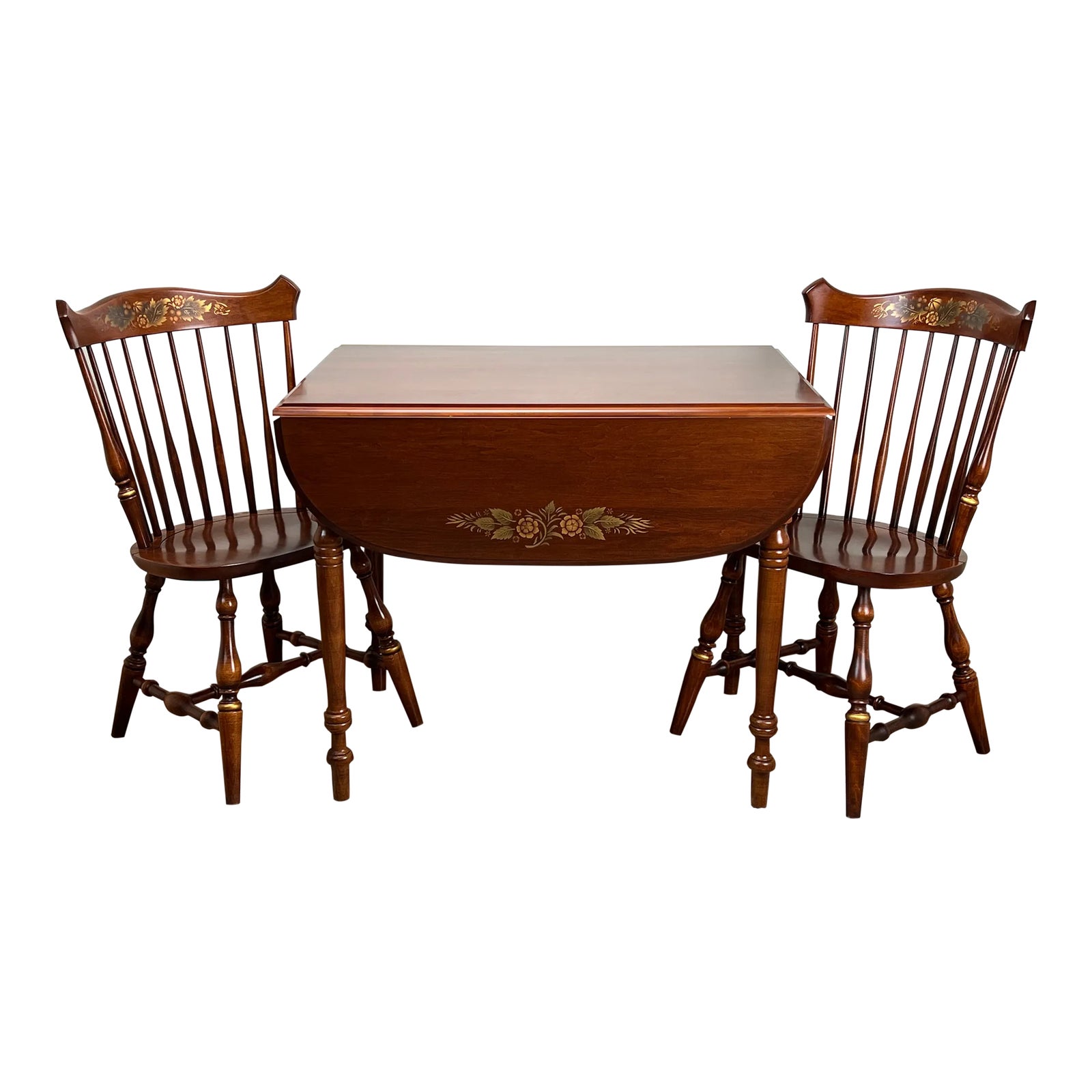 1980s Vintage Hitchcock Maple Drop Leaf Breakfast Table and Matching ...