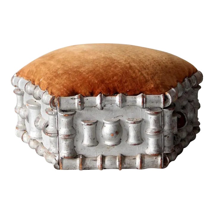 Antique Spool Art Footstool | Chairish