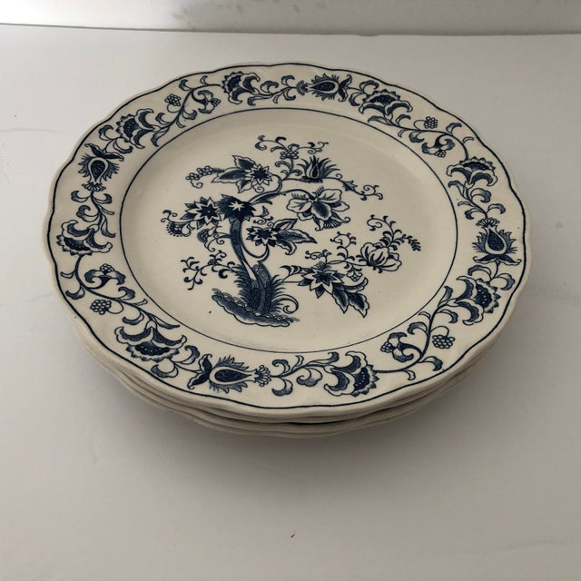 Vintage Blue & White Double Phoenix Ironstone Ming Tree Dinner Plates S ...