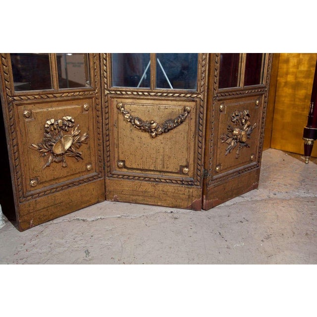 French Gilt & Mirrored Three Panel Divider | Chairish