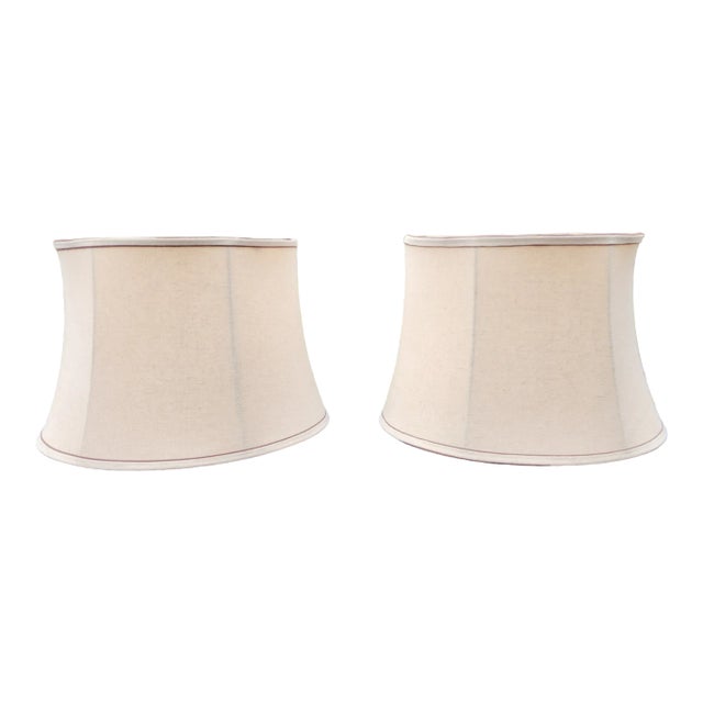 Vintage Traditional Natural Lamp Shades in Cream Trimmed With Brown ...