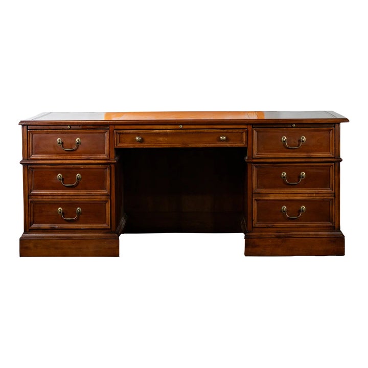 1980s Sligh Mahogany Executive Desk | Chairish