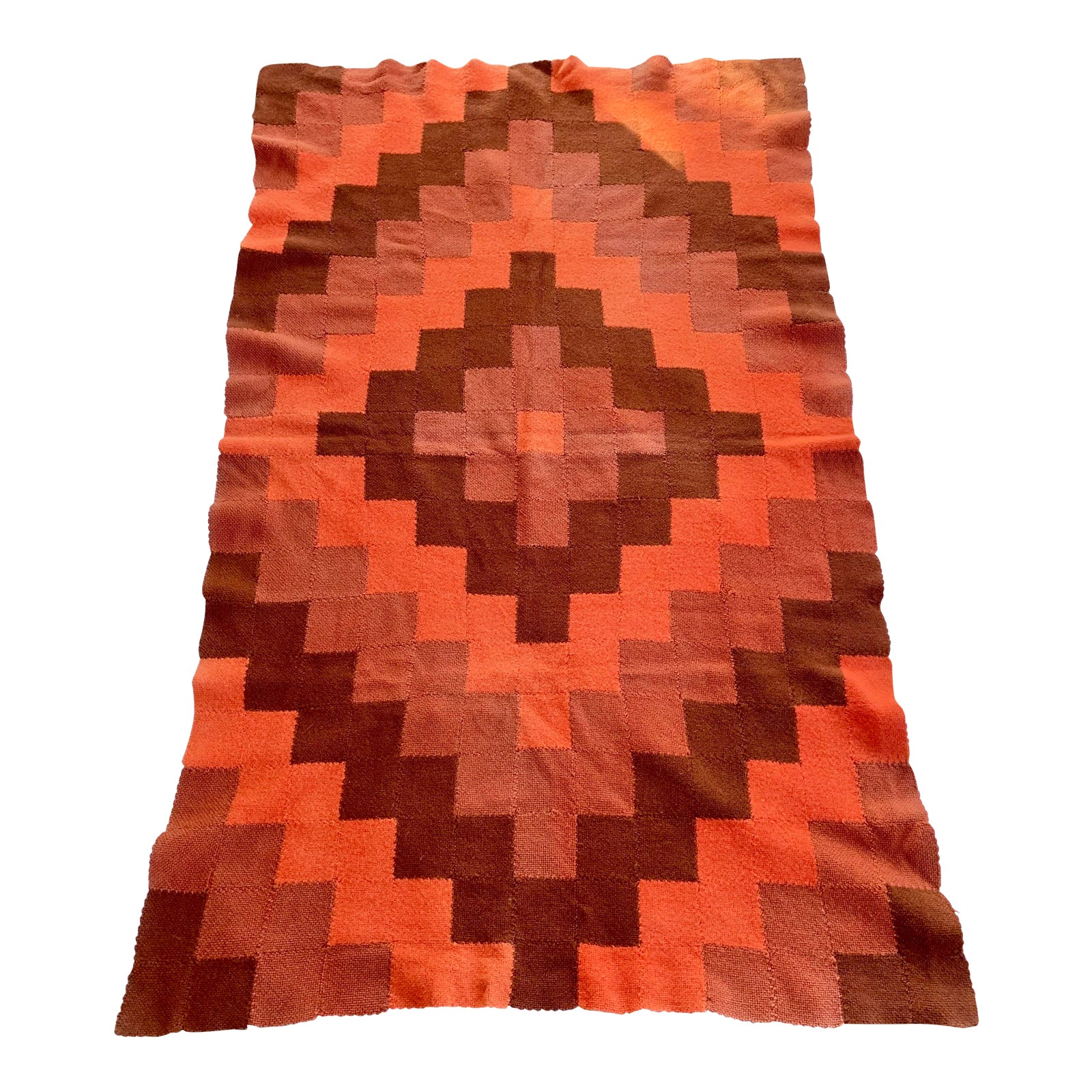 1960’s Handmade Vintage Wool Throw Blanket | Chairish