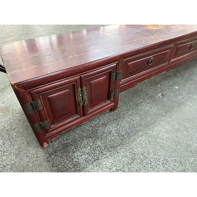 Asian Reclaimed Wood Low Console Table | Chairish