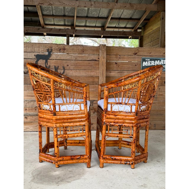 Mid-20th Century Chinoiserie Chippendale Tortoise Bamboo New Upholstery ...