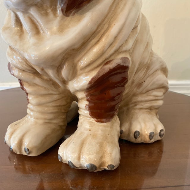 1970s Italian Style Ceramic White English Bulldog Statue | Chairish