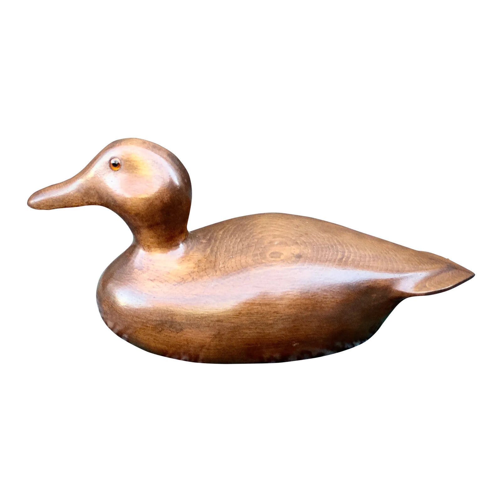 Vintage Signed Hand Carved Rustic Duck Decoy Sculpture | Chairish
