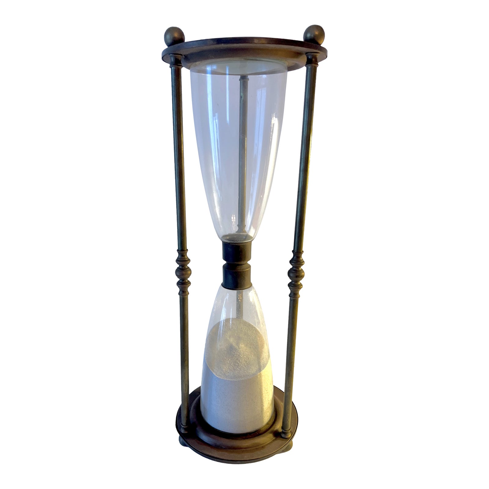Solid Brass and Glass Classic Hour Glass With Sphere Finials and Feet ...