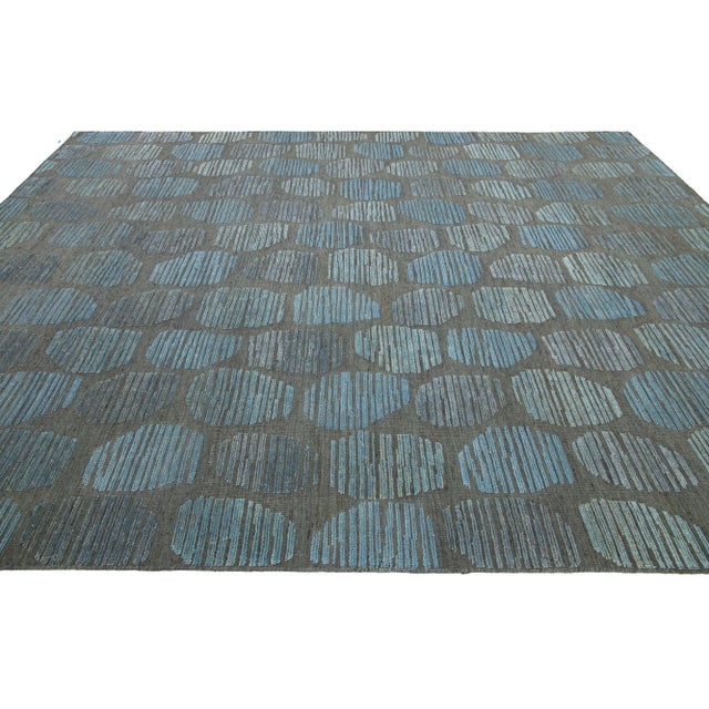 Modern Gray Moroccan Wool Rug With Allover Design | Chairish