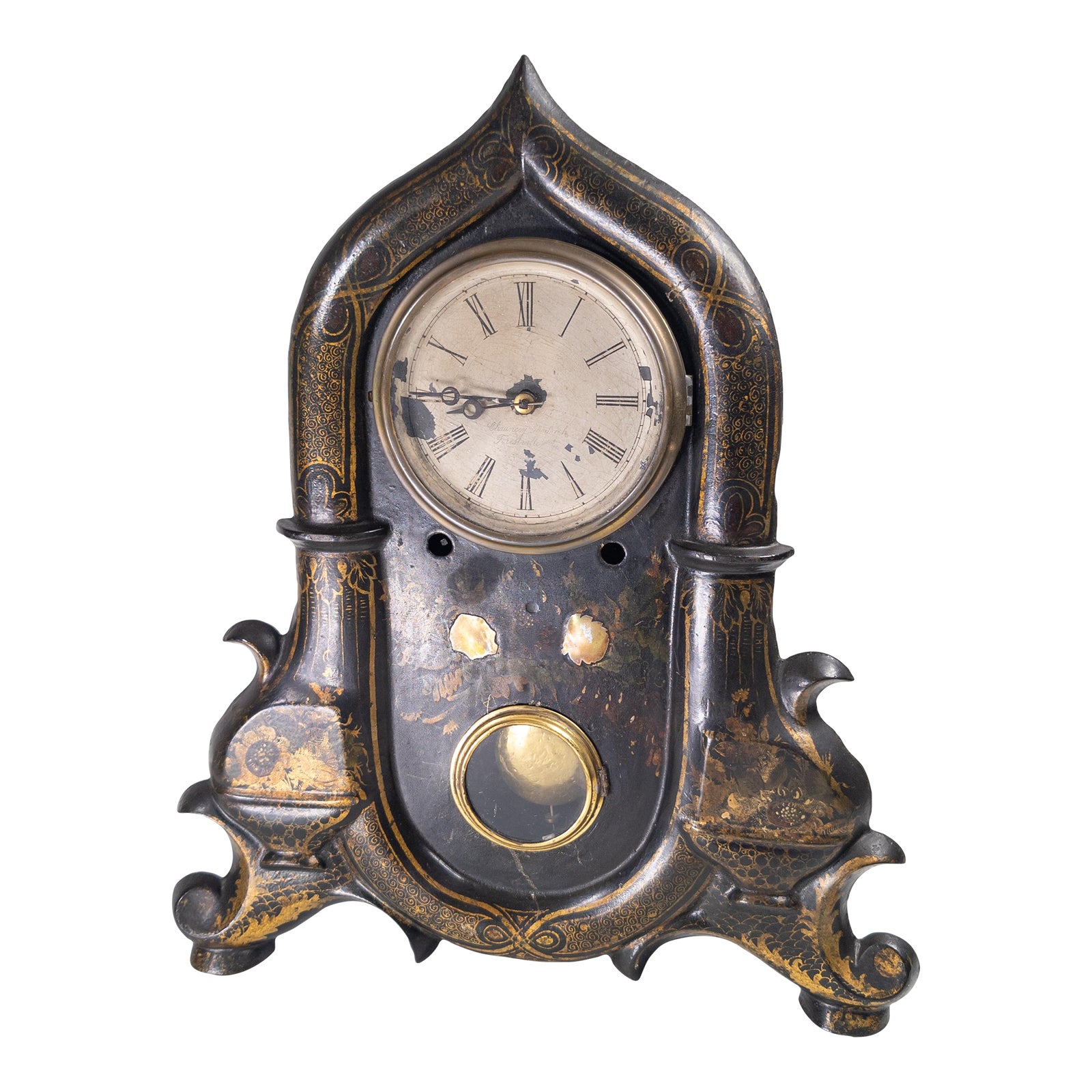 19th Century American Victorian Gothic Revival Iron Faced Mantle Clock ...