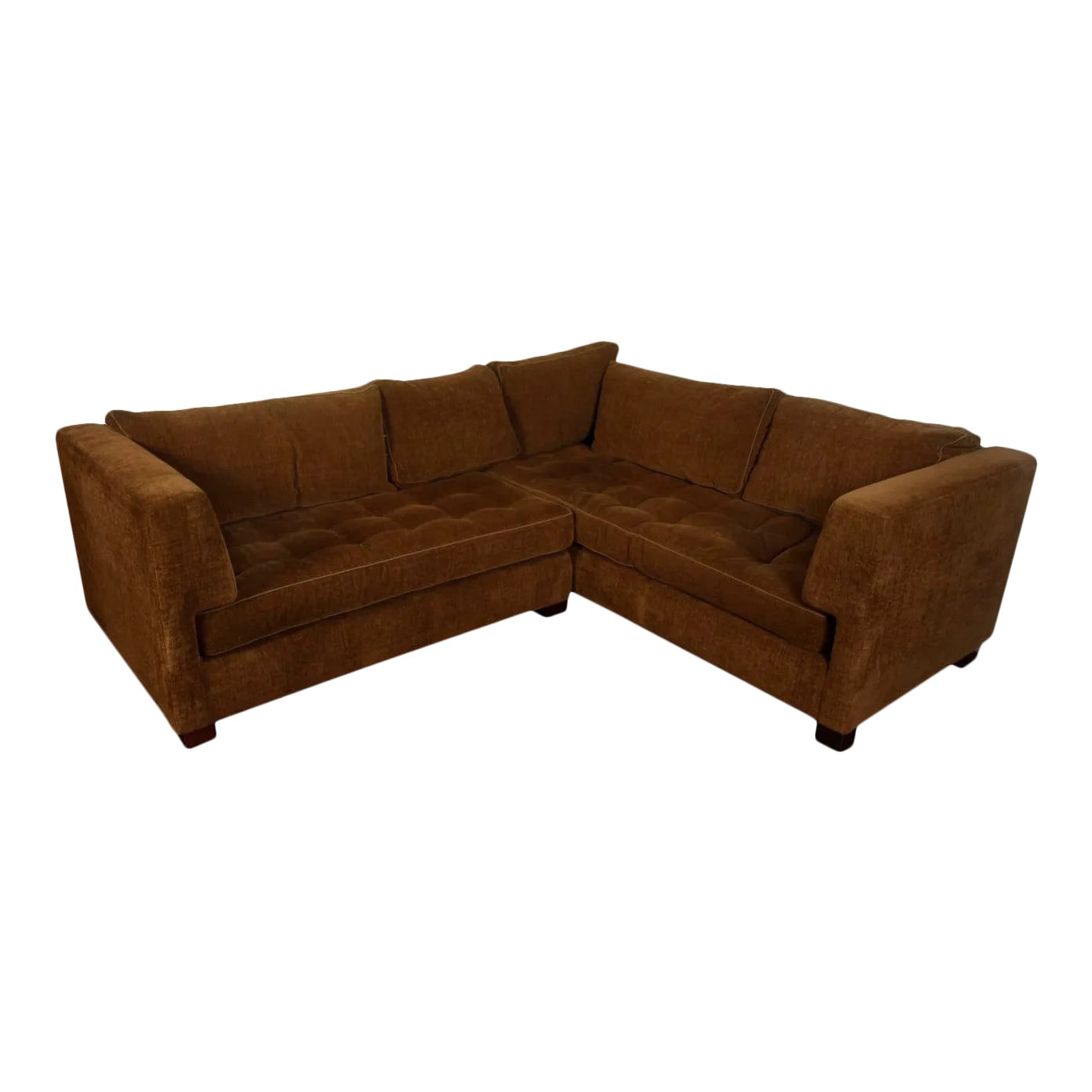 Chocolate Chenille Sectional Sofa | Chairish