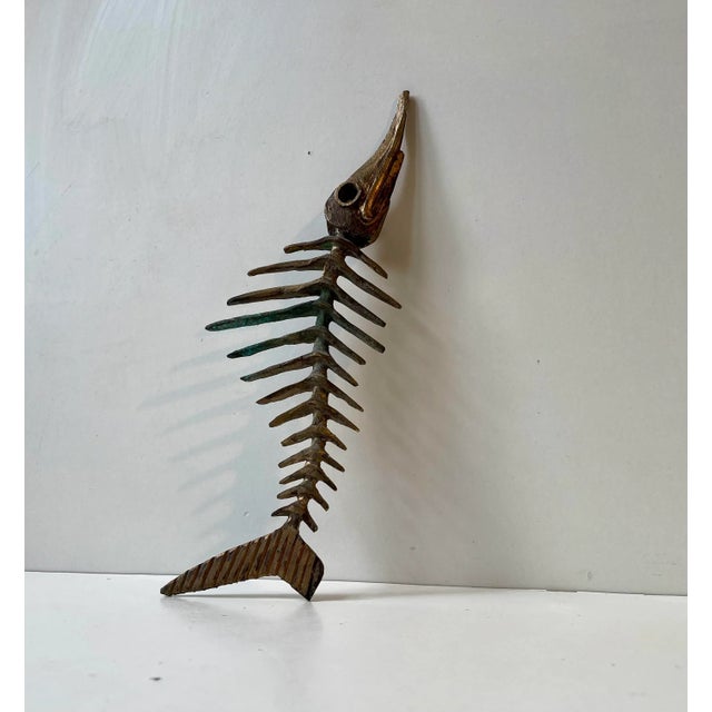 Brutalist Primeval Sword-Fish Skeleton in Bronze by Peder Evald Madsen ...