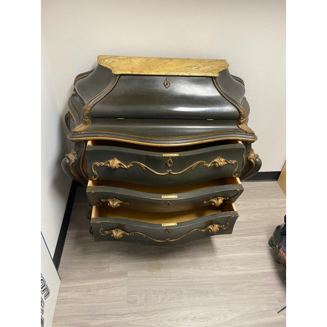 Vintage Drop Front Bombe Secretary Desk Chest | Chairish