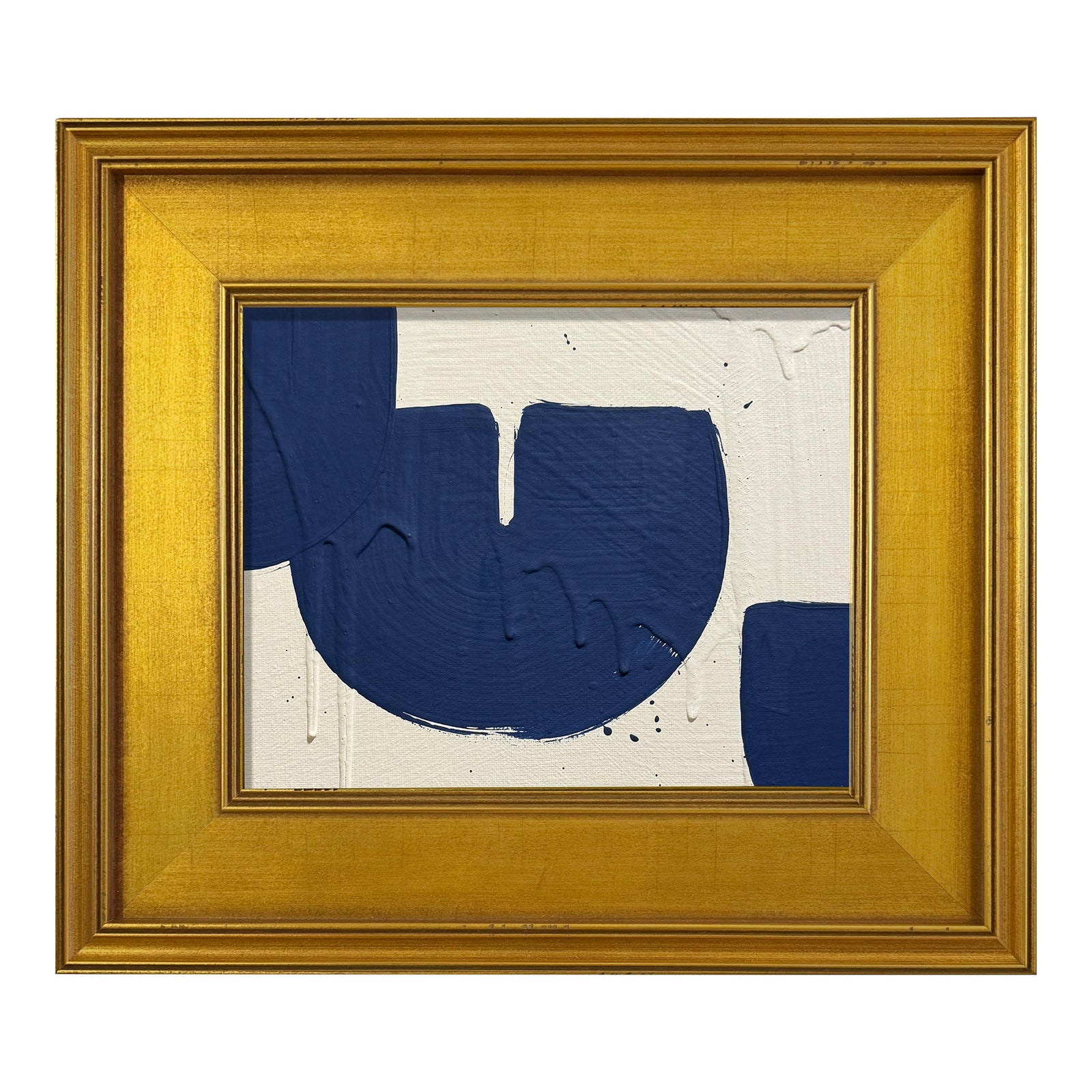 Ron Giusti Mini Sake Cups Cream Navy Acrylic Painting | Chairish