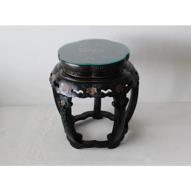 Chinese Black Lacquered Chinoiserie Decorative Garden Stool Side Table ...