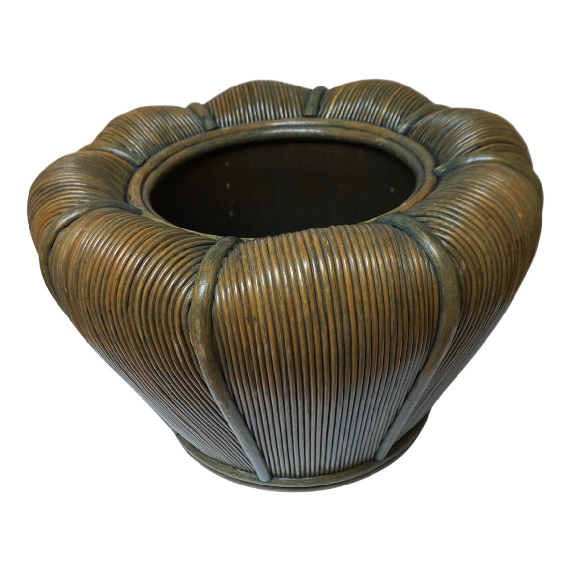 Large Mid-Century Modern Rattan Bamboo Cachepot Plant Holder, 1970s ...