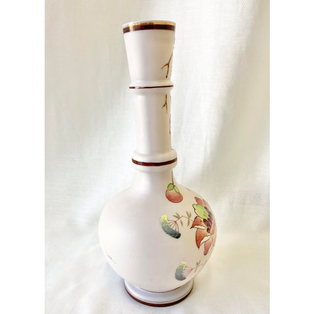 Vintage Franz Pallme Konig Hand Painted Satin Glass Vase | Chairish