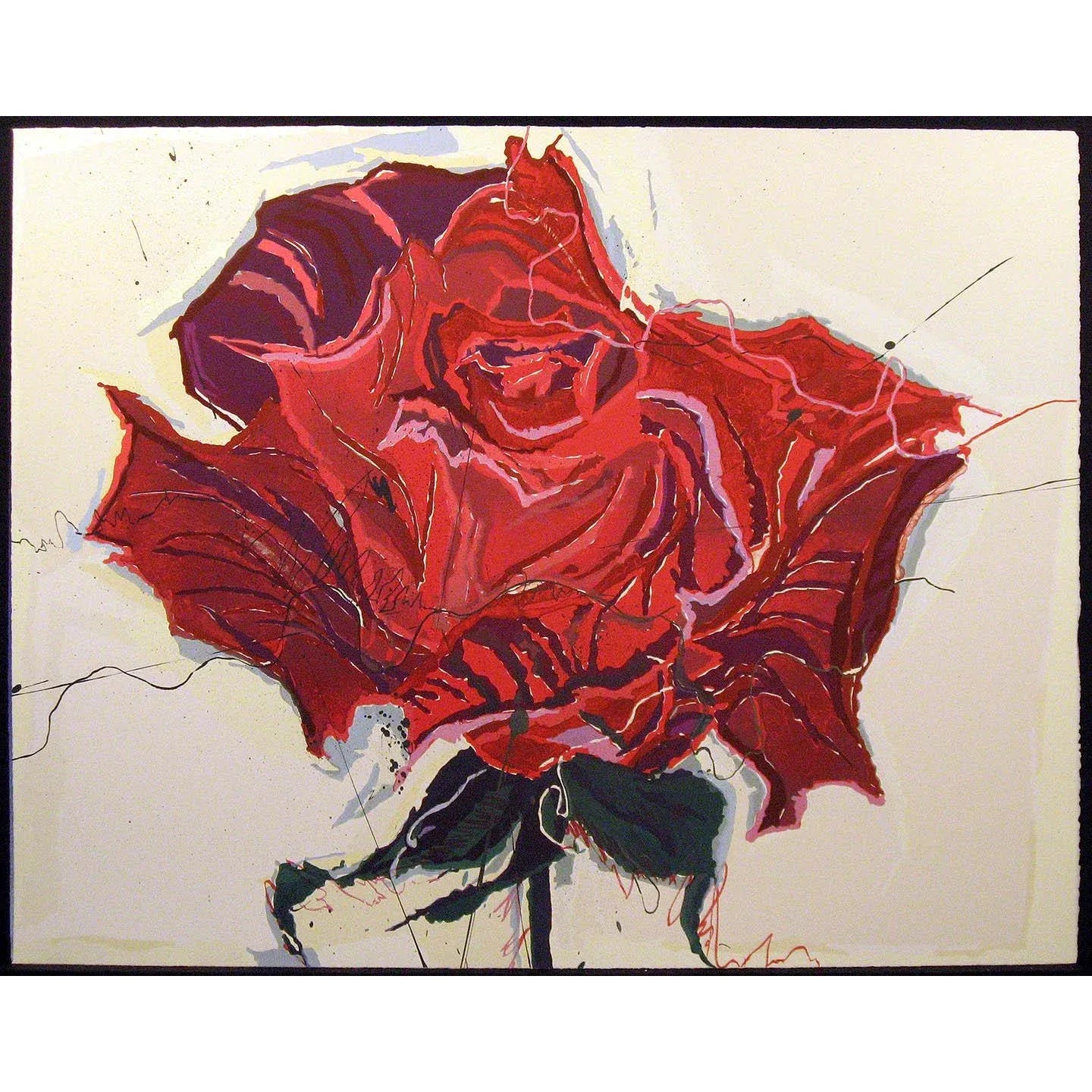 Sally Anderson "Rose" Hand Signed Original Red Rose Lithograph Unframed ...