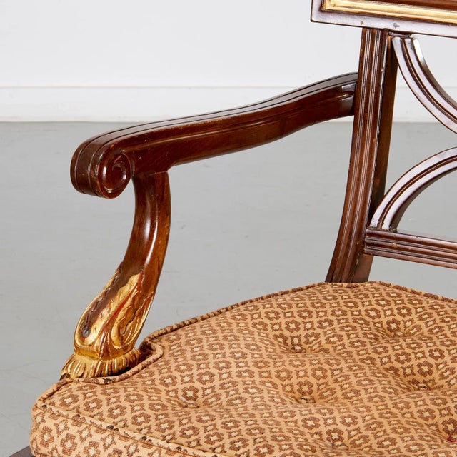 Regency Style Armchair With Cane Seat With Gilt Folate Design and ...